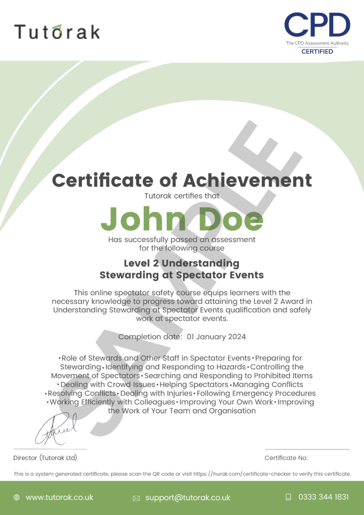 Understanding Stewarding at Spectator Events | Steward Course | Tutorak